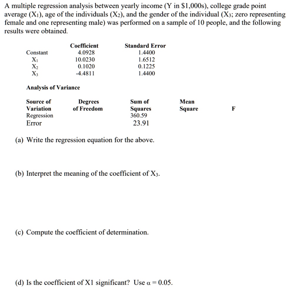 SOLVED: A multiple regression analysis between yearly income (Y in SIO,OOOs), college grade ...