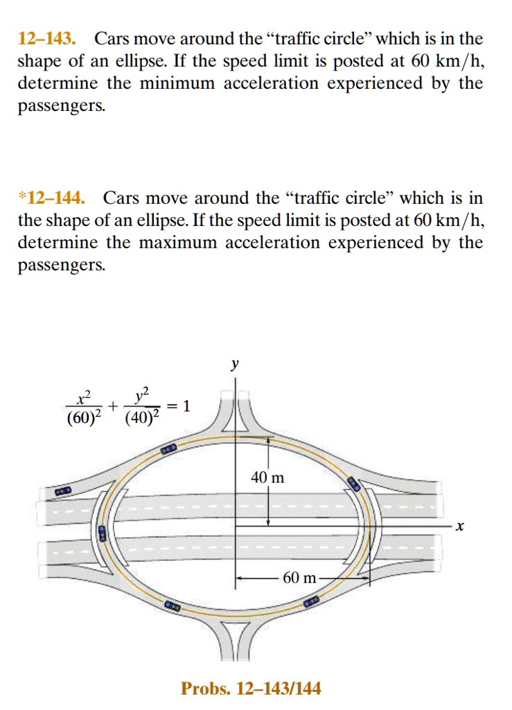SOLVED: 12-143. Cars move around the "traffic circle" which is in the ...
