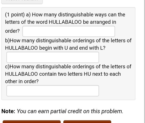 SOLVED: a) How many distinguishable ways can the letters of the word ...