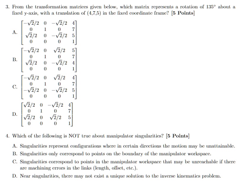 VIDEO solution: From the transformation matrices given below, which ...