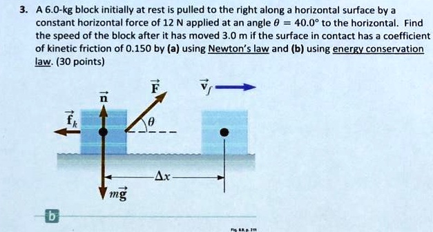 3 a 60 kg block initially at rest is pulled to the right along horizontal surface by a constant ...