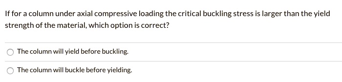 SOLVED: If for a column under axial compressive loading the critical ...