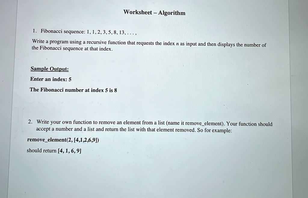 1 Fibonacci Sequence 1 1 2 3 5 8 13 Write A Program Using A Recursive