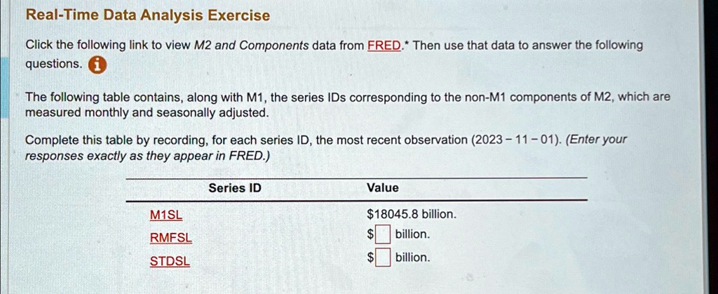 SOLVED: Real-Time Data Analysis Exercise Click the following link to view M2 and Components data ...