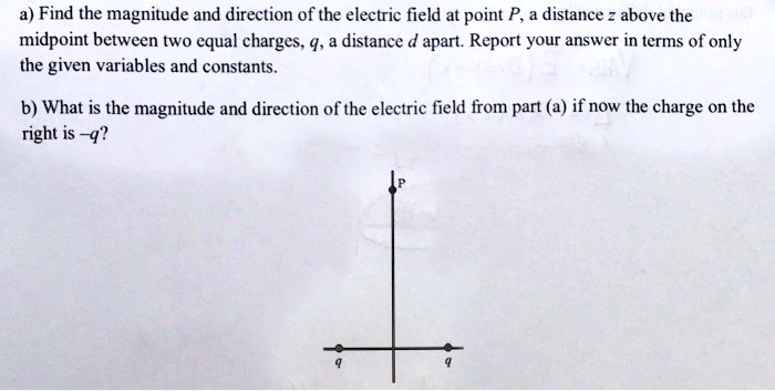 SOLVED: a) Find the magnitude and direction of the electric field at point P; a distance above ...