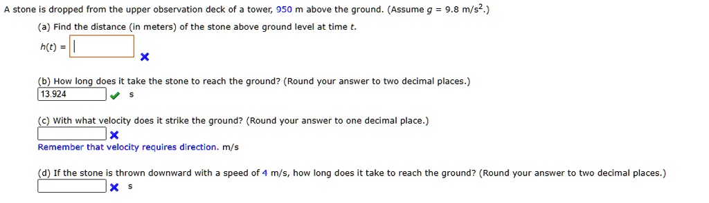 stone is dropped from the upper observation deck of tower 950 m above ...