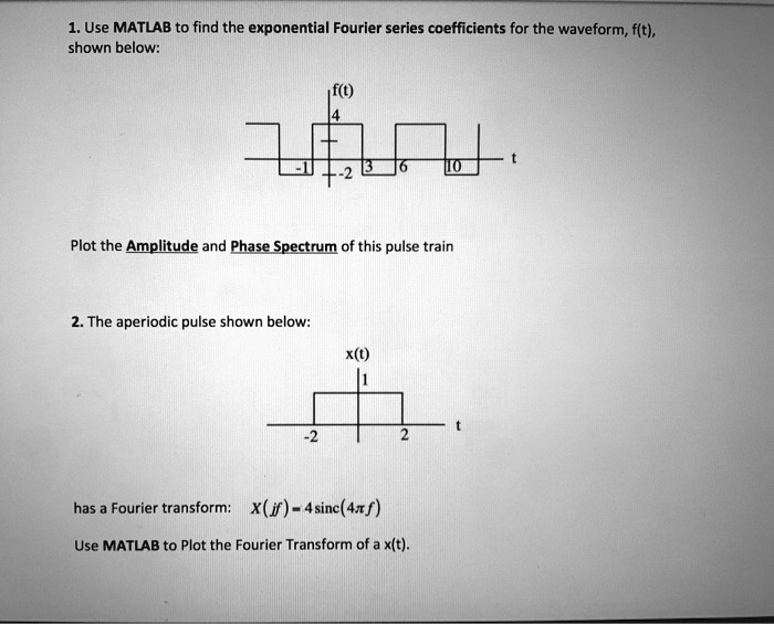 Use MATLAB to find the exponential Fourier series coefficients for the waveform, f(t), shown ...