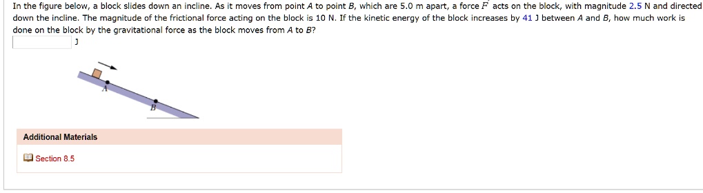SOLVED: In the figure below; block slides down an incline; As i: moves ...