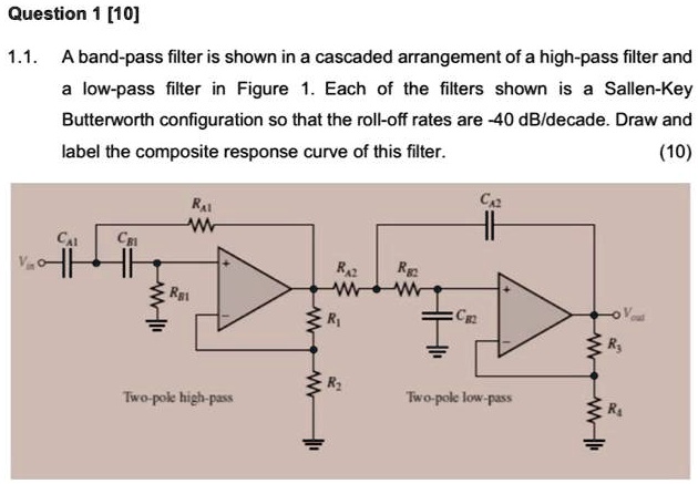 SOLVED: A band-pass filter is shown in a cascaded arrangement of a high-pass filter and a low ...