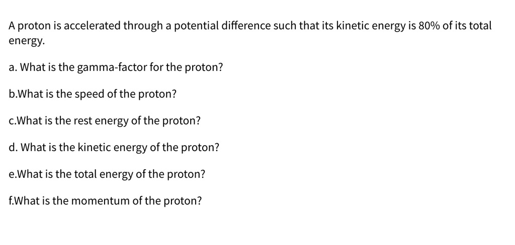 SOLVED: A proton is accelerated through a potential difference such that its kinetic energy is ...