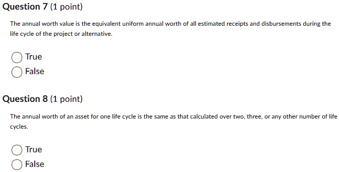 question 71 point the annual worth value is the equivalent uniform ...