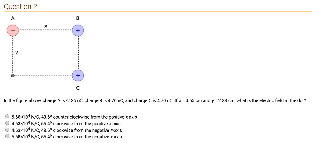 SOLVED: Question 2 In the figure above; charge A is -2.35 nC, charge B ...