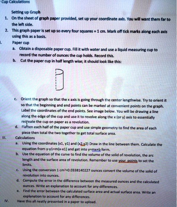 cupcalculations setting up graph 1 on the sheet of graph paper ...