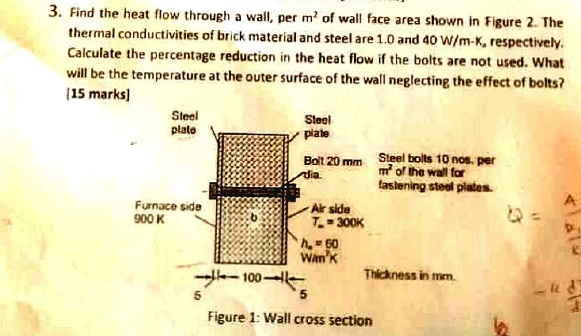 3 find the heat flow through a wall per m of wall face area shown in ...