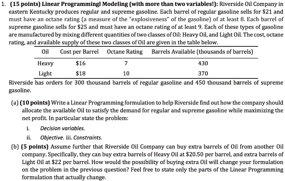 Linear Programming Modeling With More Than Two Variables Riverside