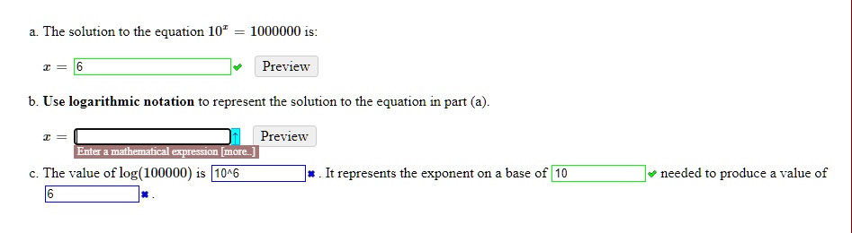 the solution to the equation 101 1000000 preview b use logarithmic ...