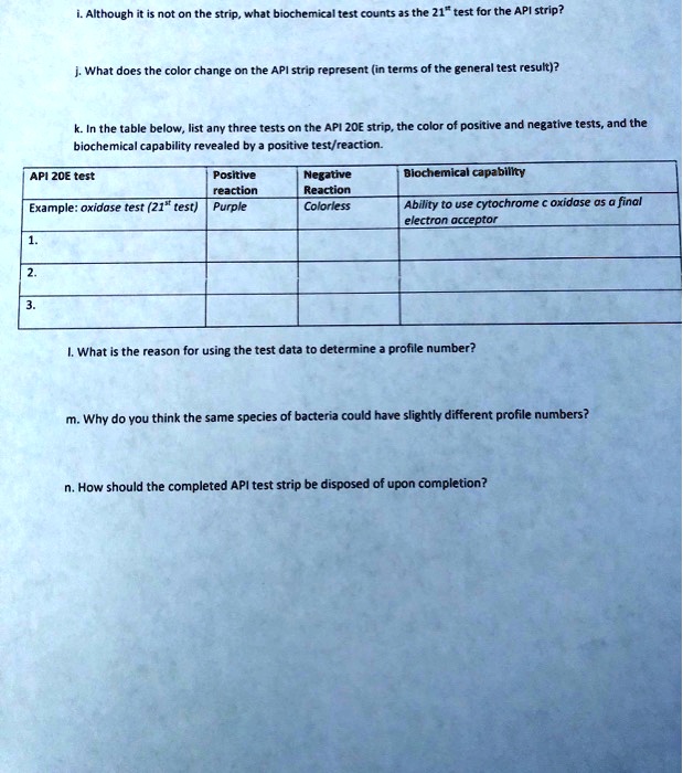 SOLVED: Although the strip, what biochemica test counts the 21" test ...