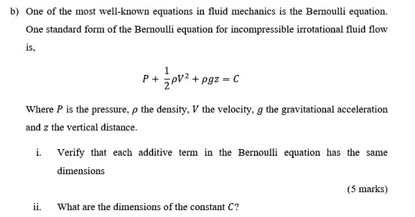 SOLVED: One of the most well-known equations in fluid mechanics is the ...