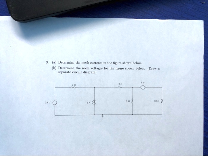 SOLVED: 3.a Determine the mesh currents in the figure shown below b Determine the node voltages ...