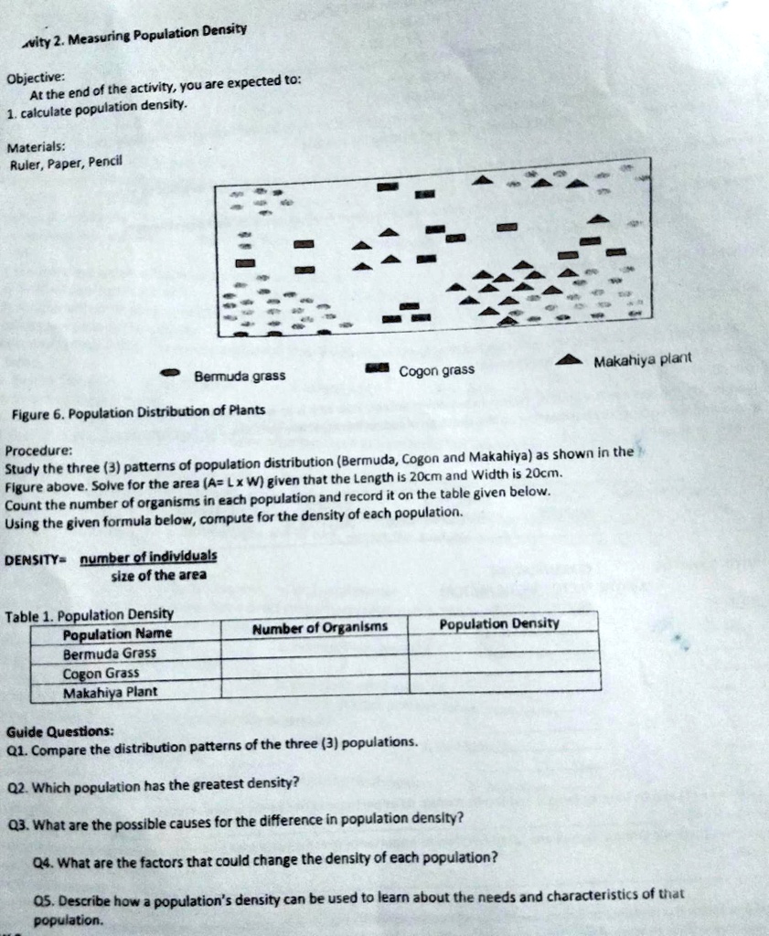 SOLVED: Calculate Population Density Unit 2. Measuring Population ...