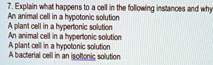 VIDEO solution: 7. Explain what happens to a cell in the following ...
