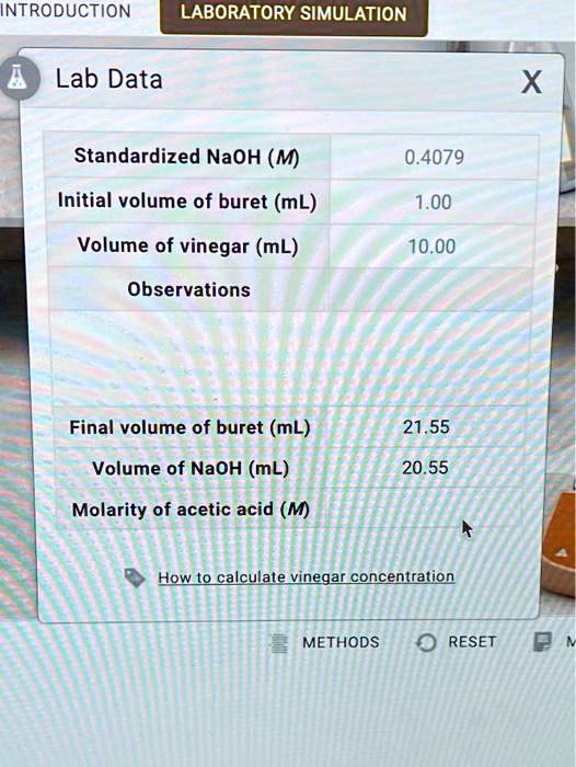 Solved Introduction Laboratory Simulation Lab Data Standardized Naoh M 04079 Initial Volume 8823