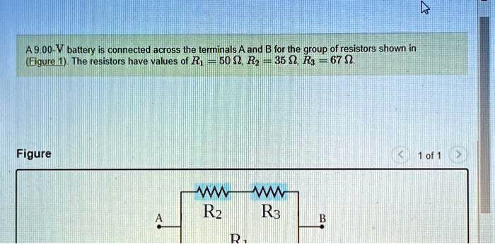 A 9.00-V battery is connected across the terminals A and B for the ...