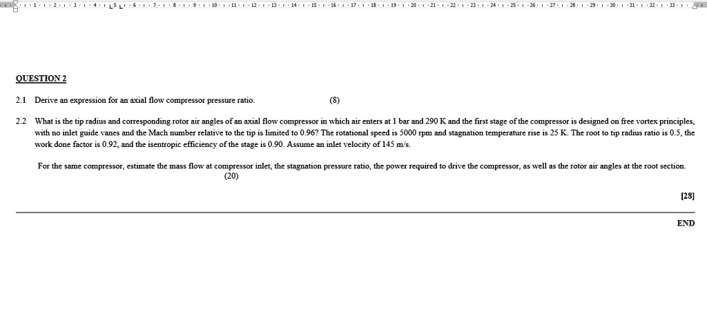 SOLVED: QUESTIONS Derive EXPRESSION axial flow compressor PRESSURE ...