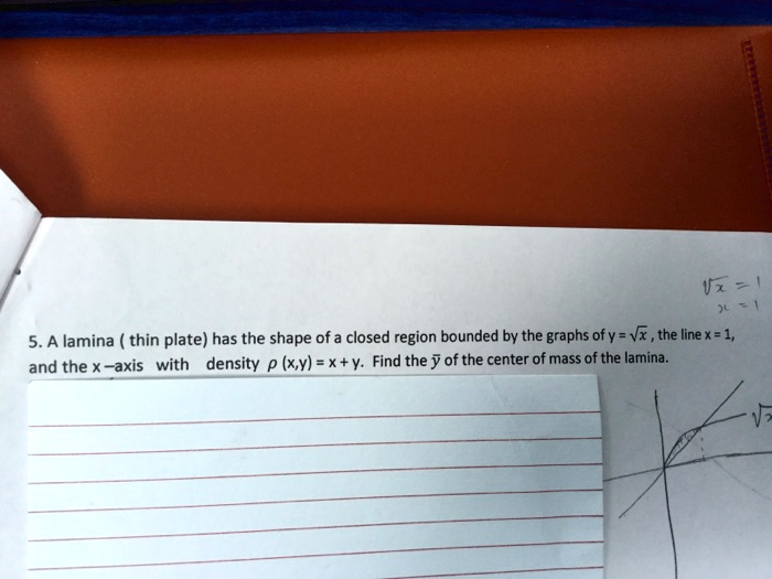 5. A lamina (thin plate) has the shape of a closed region bounded by ...