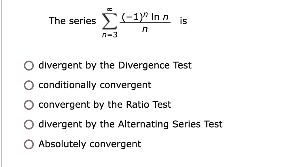 SOLVED: The series Î£(1/n^2) is convergent by the Divergence Test ...