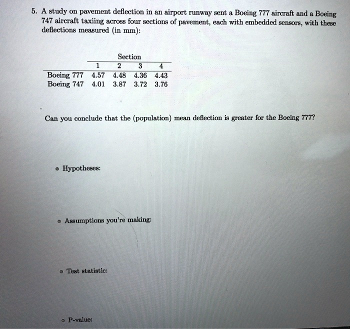 SOLVED: A study on pavement deflection in an airport runway sent Boeing ...