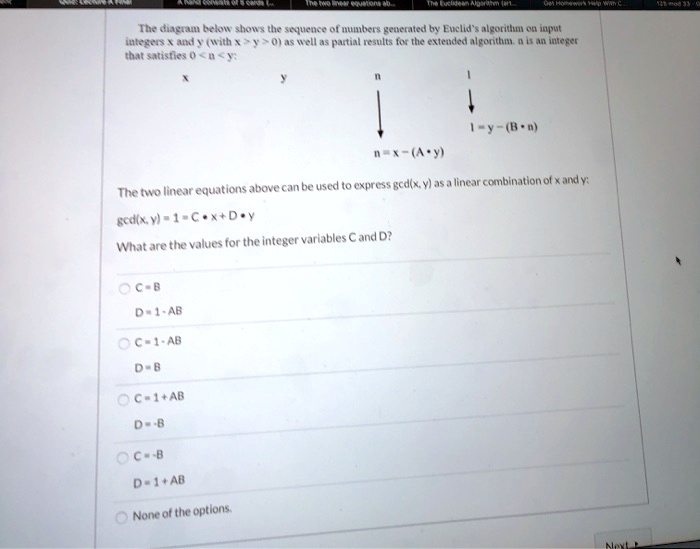 SOLVED: The diagram below shows the sequence of numbers generated by Euclid's algorithm on input ...