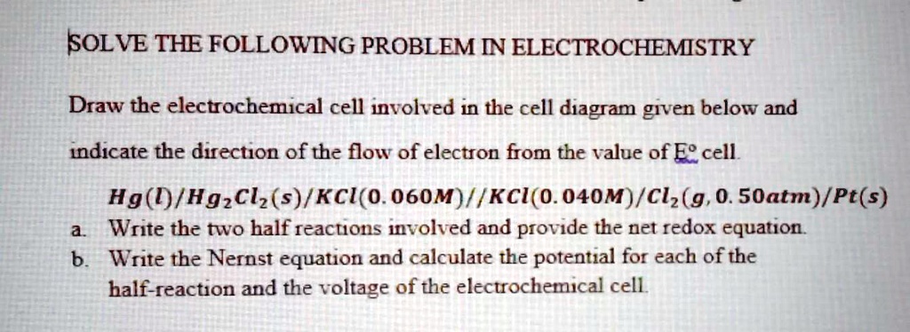 solve the following problem in electrochemistry draw the ...