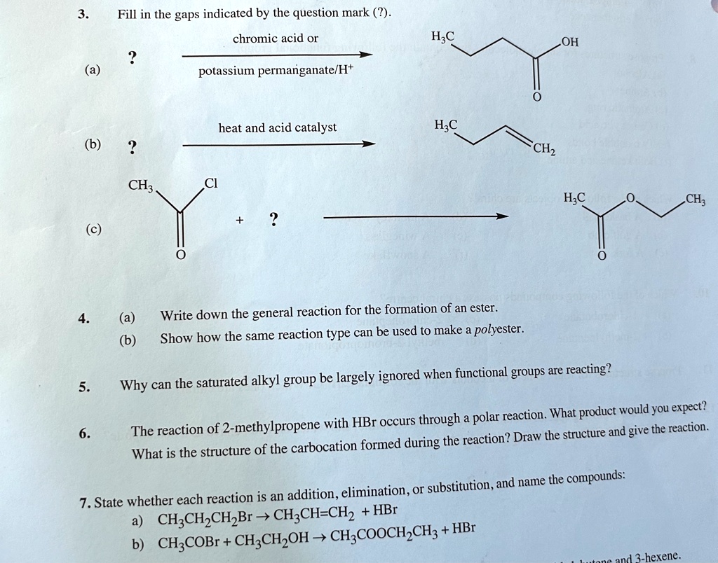 SOLVED: 3. Fill in the gaps indicated by the question mark (?). chromic ...