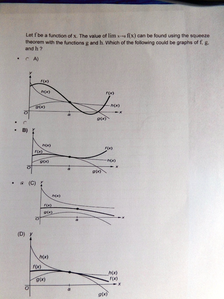 Let f be a function of x the value of lim x a fx can be...