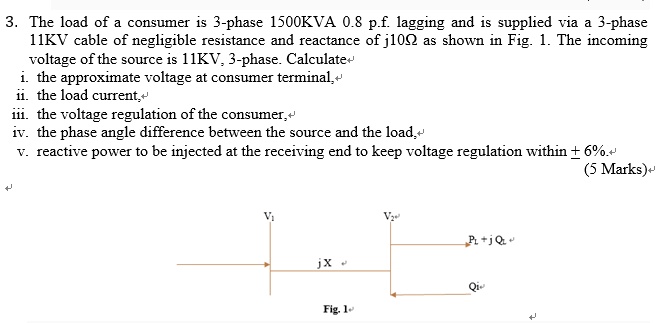 SOLVED: The load of a consumer is 3-phase 1500 KVA 0.8 p.f. lagging and ...