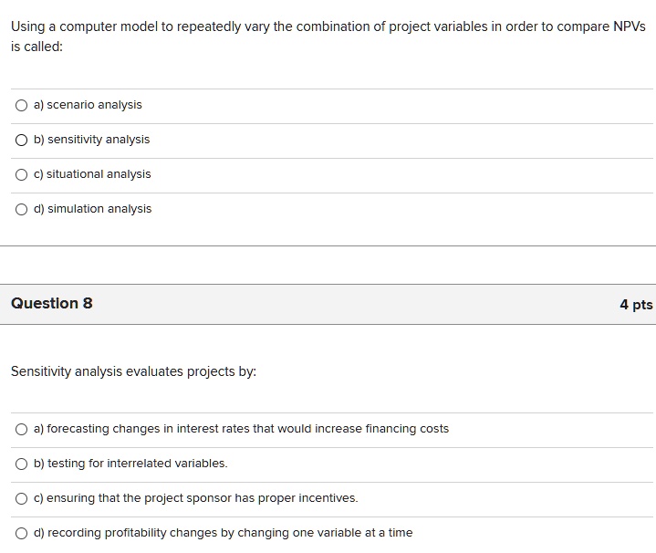 Solved Using A Computer Model To Repeatedly Vary The Combination Of Project Variables In Order