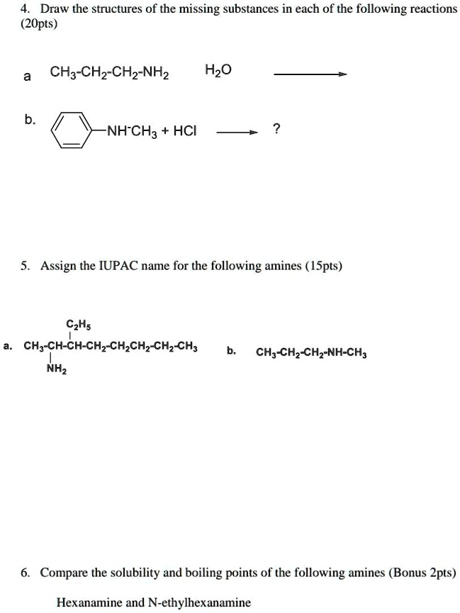 4. Draw the structures of the missing substances in each of the following reactions (20pts) a ...