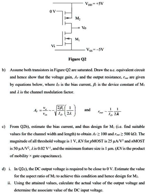 SOLVED: Vop = +SV Vss = -SV Figure Q2 Assume both transistors in Figure ...
