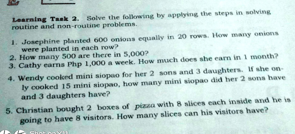 SOLVED: Solve the following by applying the steps in the Solving routine and non-routine ...