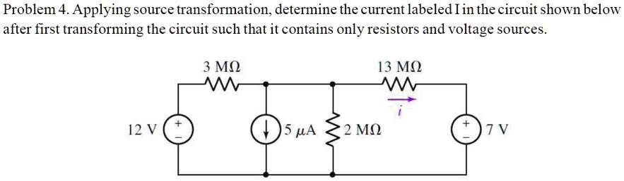 Problem 4. Applying source transformation, determine the current labeled I in the circuit shown ...