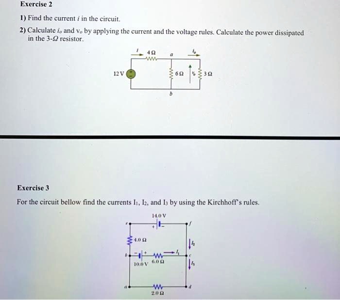 SOLVED: Exercise 1) Find the current in the circuit. 2) Calculate io and Vo by applying the ...
