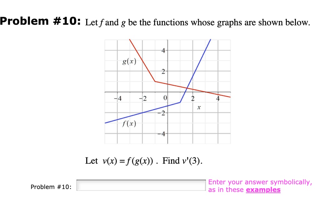 problem 10 letfand g be the functions whose graphs are shown below gr f let vx fgx find v3 enter ...