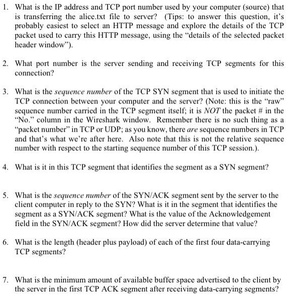 Solved 1 What Is The Ip Address And Tcp Port Number Used By Your Computer Source That Is
