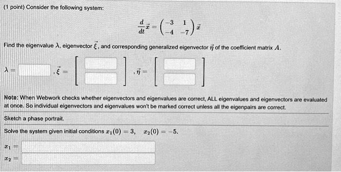 SOLVED:point) Consider the following system: #-(H): Find the eigenvalue eigenvector â‚¬ and ...