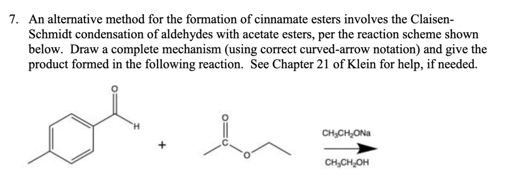 SOLVED: An alternative method for the formation of cinnamate esters ...