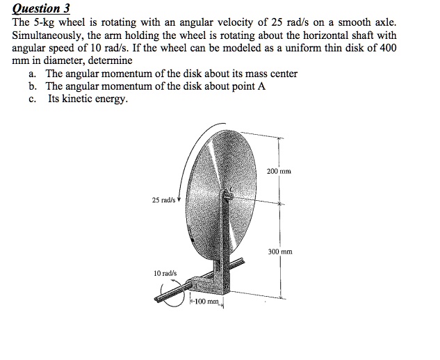 SOLVED: Engineering Dynamics: Question 3: The 5-kg wheel is rotating with an angular velocity of ...