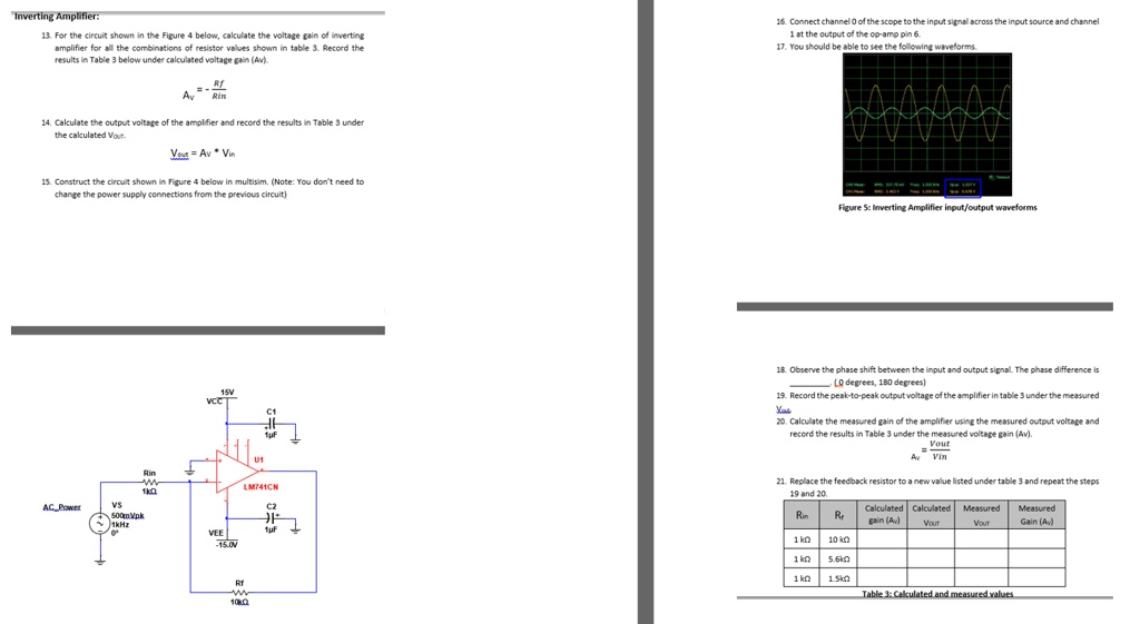 inverting amplifier 13 for the circuit shown in the figure 4 below calculate the voltage gain of ...