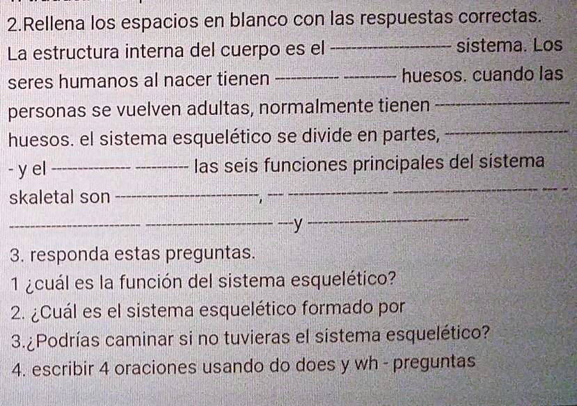 SOLVED: ayudame en esta tarea plis 2 Rellena los espacios en blanco con ... SOLVED: ayudame en esta tarea plis 2 Rellena los espacios en blanco con ...