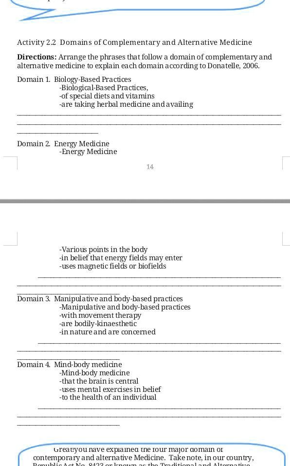 arrange the phrases that follow a domain of complementary and ...